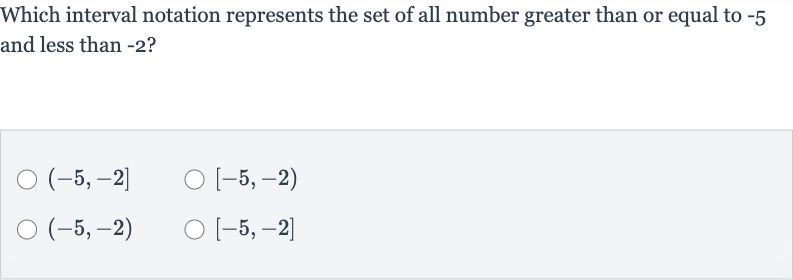 (Solved)-Which interval notation represents the set of all number gre